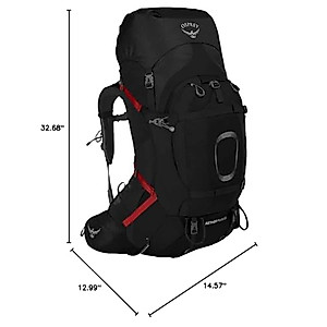 Osprey Aether Plus 60L Men's Backpacking Backpack, Black, L/XL