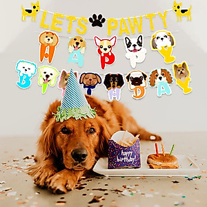 LaVenty 25PCS Glitter Lets Pawty Banner Dog Birthday Banner Dog Pawty Banner Dog Party Banner Pet Birthday Banner Pet Party Banner