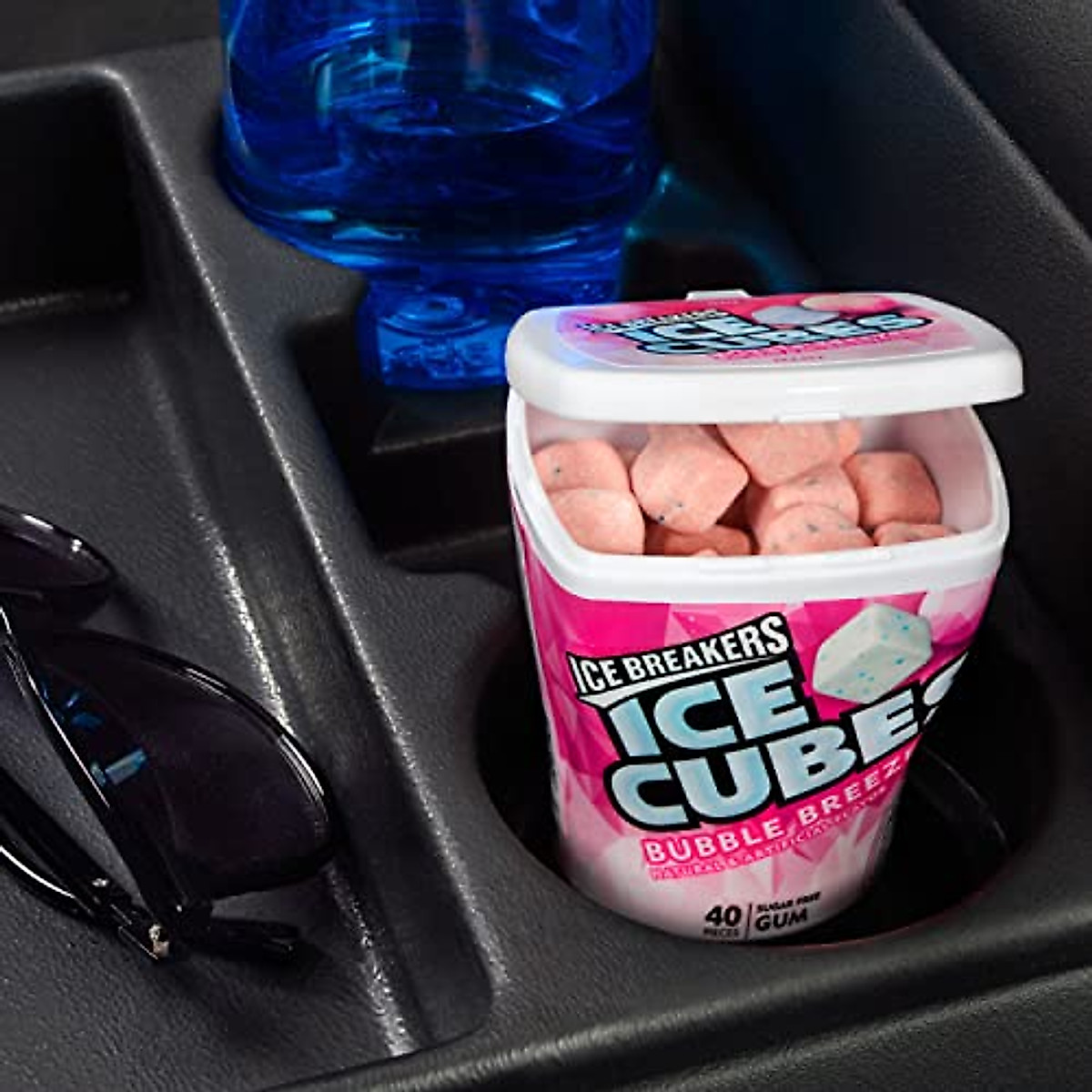 ICE BREAKERS Ice Cubes Bubble Breeze Sugar Free Chewing Gum Bottles, 3.24 oz (6 Count, 40 Pieces)