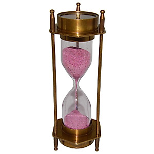 5.75" Brass Pirate Hourglass, Nautical Maritime Decoration with Functional 2 Minute Timer and Navigation Compasses by SciencePurchase