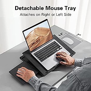 Adjustable Lap Desk - with 6 Adjustable Angles, Detachable Mouse Pad, & Dual Cushions Laptop Stand for Car Laptop Desk, Work Table, Lap Writing Board & Drawing Desk on Sofa or Bed by HUANUO