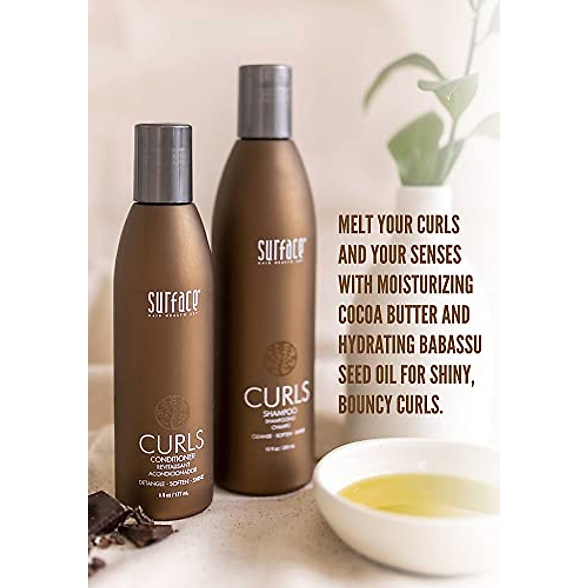 Surface Hair Curls Trio Box Set, Shampoo, Conditioner And Leave-In Conditioner For Healthy And Defined Curly And Wavy Hair, Vegan And Paraben Free