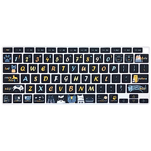 SANFORIN Keyboard Cover Protector for 2020 Apple MacBook Air 13.3 inch (Model: A2179, A2337 M1 Chip, US Layout) with Touch ID, Silicone Skin Keyboard Protector with Floral Design, Cat