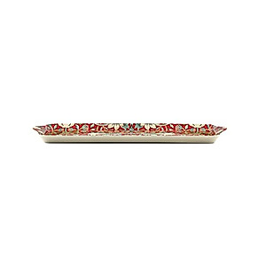 Pimpernel Morris & Co Strawberry Thief Red Collection Sandwich Tray | Serving Platter | Crudité and Appetizer Tray for Indoor and Outdoor use, Made of Melamine, Measures 15.1" x 6.5", Dishwasher Safe