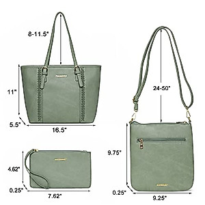 Montana West 3 PCS Set Tote Bag Set Purse Large Shoulder Bag Concealed Carry Purses and Handbags for Women Top Handle Turquoise