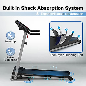 Treadmill,Home Foldable Treadmill with Incline, Folding Treadmill for Home Workout, Electric Walking Treadmill Machine 15 Preset or Adjustable Programs 250 LB Capacity MP3