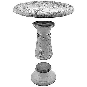 Arcadia Garden Products BB05 Stone Fiberclay Birdbath 19.5x10.25x20.5, Grey
