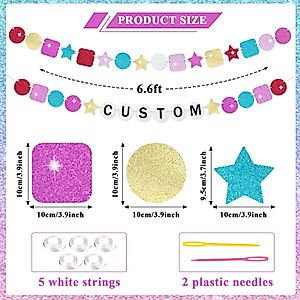 103PCS Friendship Bracelet Birthday Banner Birth-Tay Decorations DIY Customized Friendship Bracelet Banners Glitter Garland for Happy Birthday Era Graduation Music Singer Party Supplies Favors