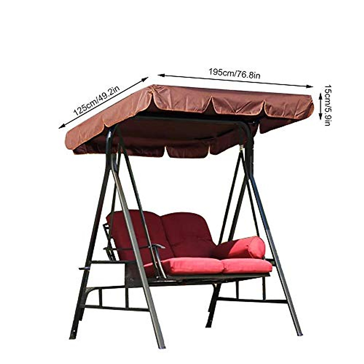 Swing Cover, Swing Canopy Replacement Waterproof Foldable Patio Swing Canopy Porch Top Cover for Outdoor Garden Patio Yard Park Porch Seat Furniture Swing Seat Cover, 76.8 x 49.2 x 5.9in Coffee