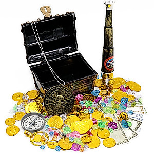 Pirate Treasure Chest for Kids Toy Treasure Box,Pirate-Themed Party Birthday Gifts,Treasure Chest for Kids Prizes Games.(Dome B)