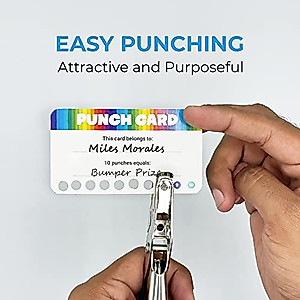 EBOS Punch Cards, Pack of 200 Reward Punch Cards 2 x 3.5" with Handheld Puncher, Reward Incentive Award for Kids, Behavior Punch Cards for Classroom, Students, Teachers, Business Loyalty Cards