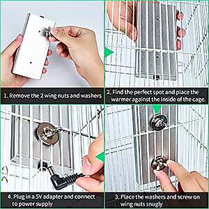 Bird Warmer for Cage, Bird Heater to Snuggle up for African Grey, Parakeets, Parrots, Small Birds, USB 5V,Sliver