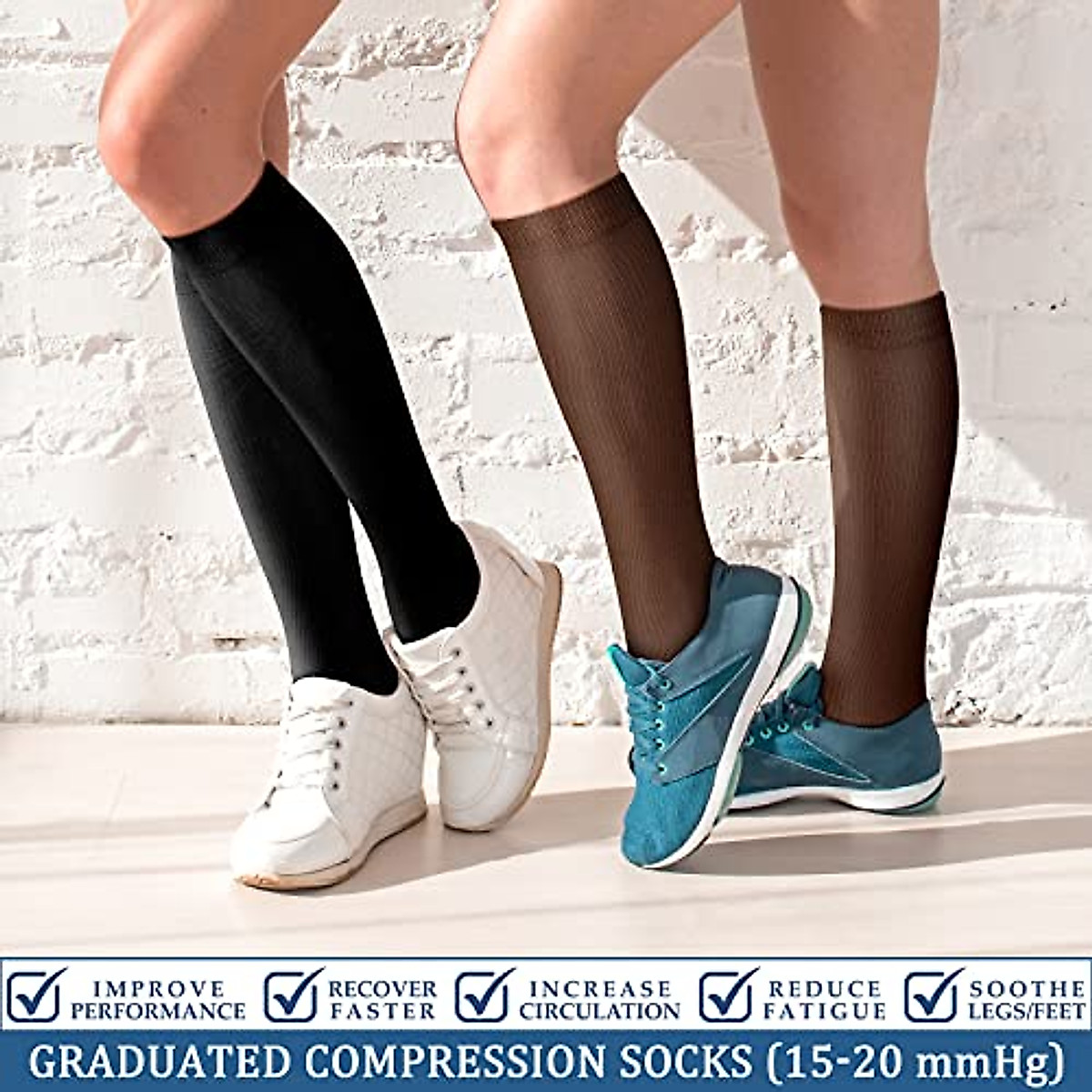 FEYHAY Copper Compression Socks (3 Pairs) 15-20 mmHg Circulation is Best Athletic & Daily for Men & Women, Running, Climbing