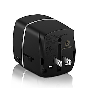 Bonazza Universal International Travel Adapter Kit with 4Amps 4 USB Ports - UK, US, AU, Europe All In One Plug Adapter - Over 150 Countries & USB Power Adapter for iPhone, Android, All USB Devices (FC-4U)