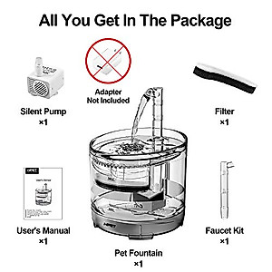 NPET Cat Water Fountain WF050TP 1.5L Automatic Pet Drinking Fountain with Replacement Faucet Kit