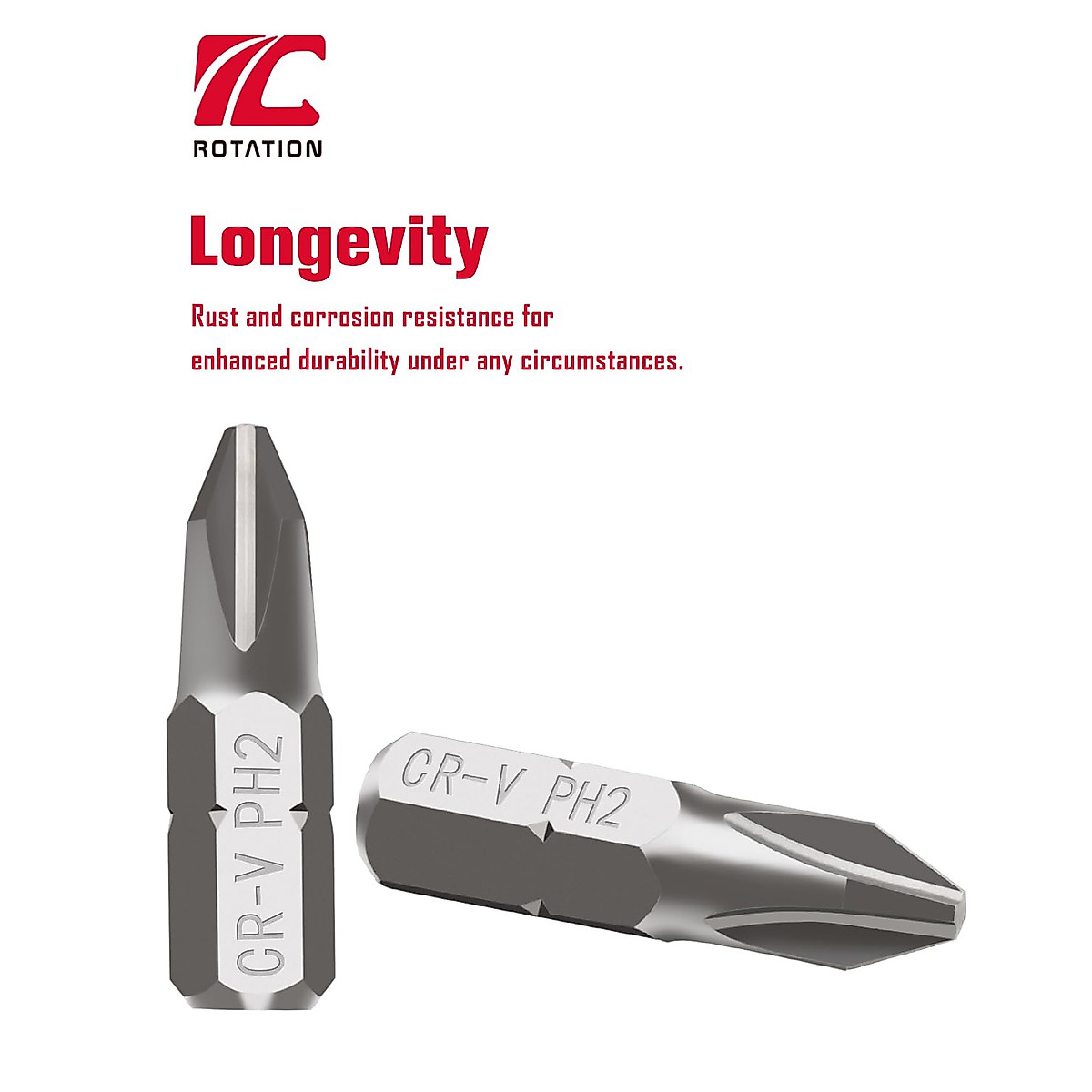 ROTATION 30-Piece Phillips #2 Bit Set PH2, Impact Grade, 1/4-inch Hex Shank, Chrome Vanadium Steel