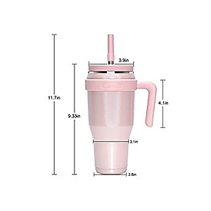 Zenbo 40 oz Tumbler With Handle, Screw on Lid and Straw | Stainless Steel Insulated Mug Tumbler, Keeps Drinks Cold up to 34 Hours, Fit in Car Cup Holder, Sweat-Proof Body, Dishwasher Safe
