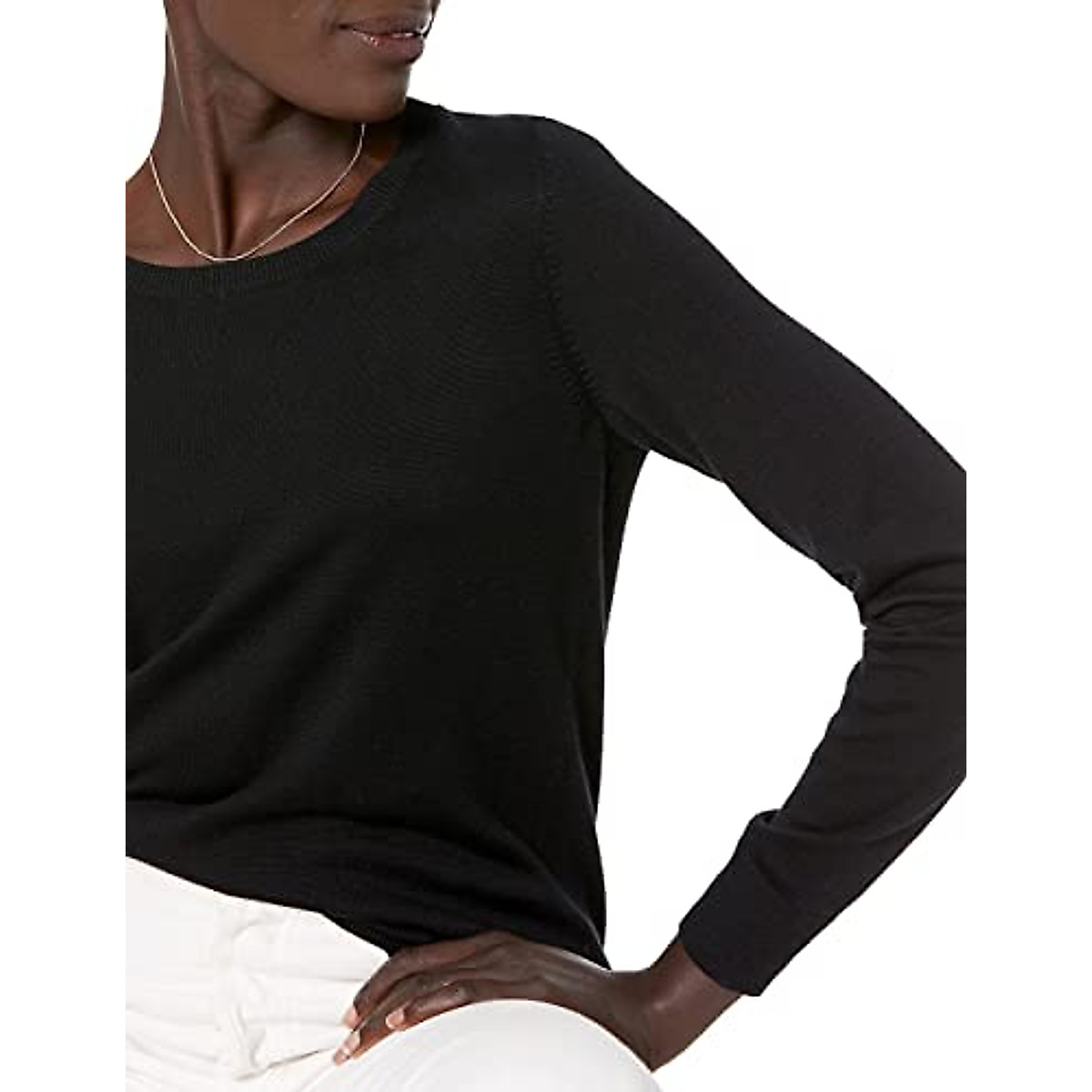 Amazon Essentials Women's Long-Sleeve Lightweight Crewneck Sweater (Available in Plus Size), Black, X-Large