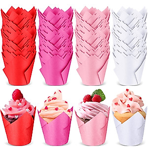 200 Pcs Tulip Cupcake Liners Muffin Baking Cupcake Liners Baking Cups Holders Heat Resistant Muffin Liners Wrappers for Wedding Party Birthday Baby Shower Party (Vivid Color)