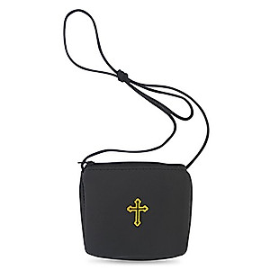 Genuine Leather Communion Burse for Pyx | Fits Pyxes up to 30-Host Capacity | Ideal for Priests, Deacons, and EMHCs | Traditional Catholic Design | Embossed Gold Latin Cross