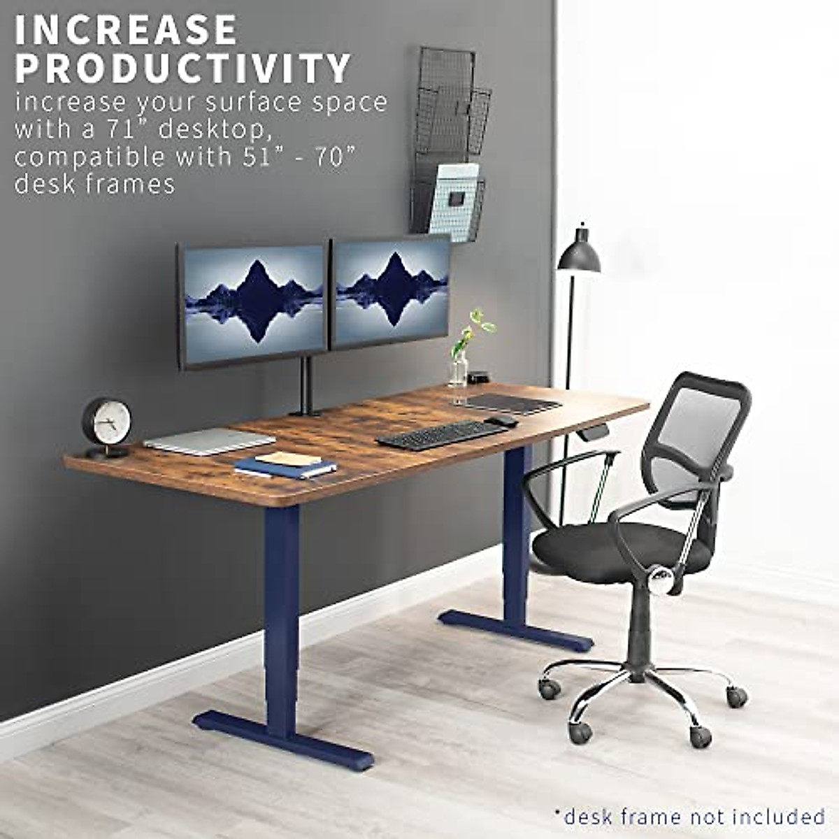 VIVO Universal 71 x 30 inch Table Top for Standard and Sit to Stand Height Adjustable Home and Office Desk Frames, 3 Section Desktop, Vintage Brown, DESK-TOP72-30N