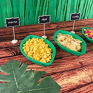 Palm Leaf Hawaii Style Food Reusable Snack Tray, Cookies, Chips, Candy Dip for Jungle Island Themed Party Decorations Platter (12 Pack, 11.75" x 8.5" Inches) by Super Z Outlet