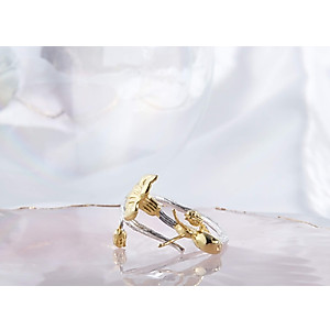 Helen de Lete Little Snail On Flower Vine 925 Sterling Silver Open Ring