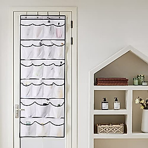 YOUDENOVA Over the Door Hanging Shoe Organizer - 22 Extra Large Fabric Pockets Shoe Storage Racks Holders Behind Closet Door with 4 Metal Hooks for Sneakers, High Heels, Slippers