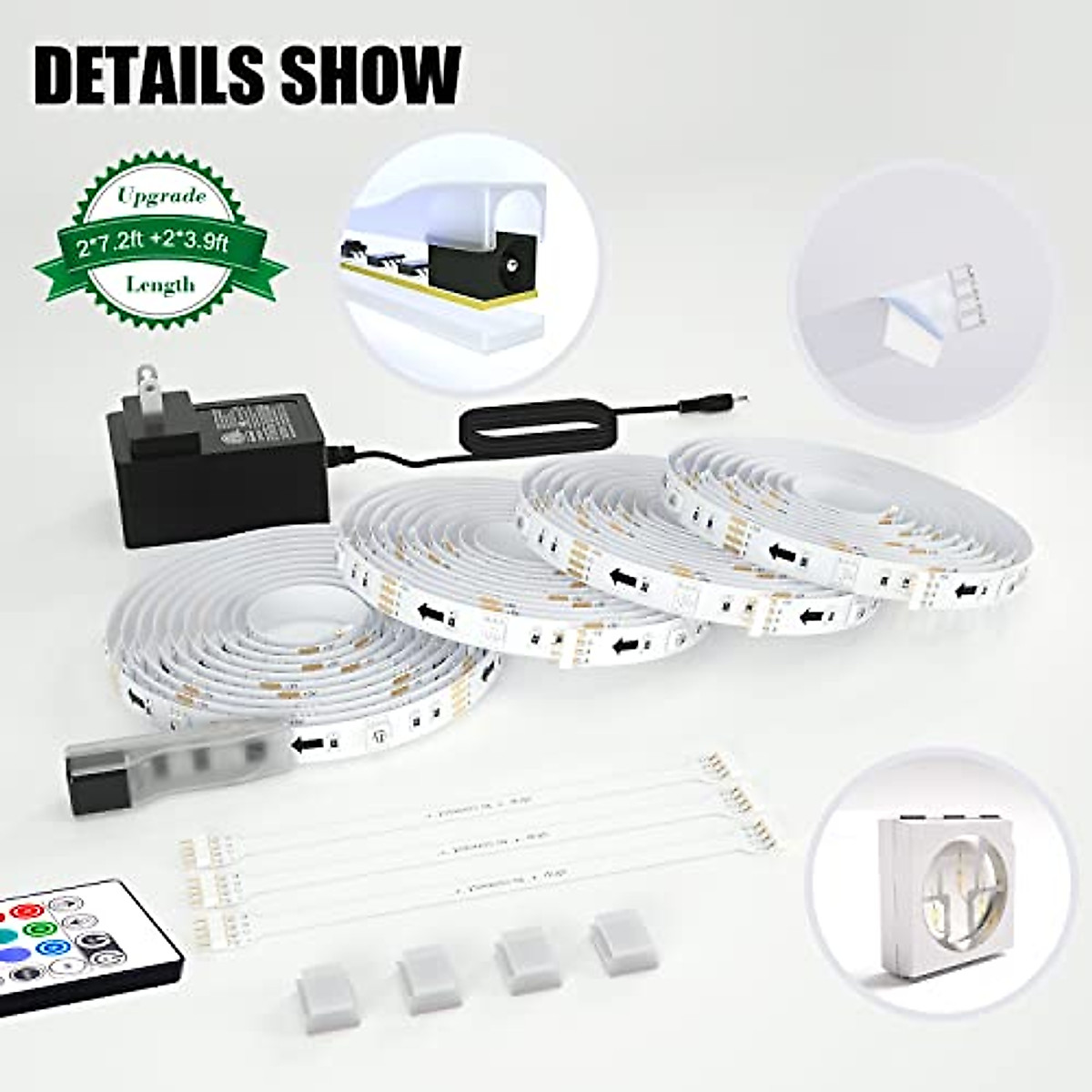 PANGTON VILLA Led Strip Lights 23ft for 85-100in TV, LED TV Backlight Kit with Remote - 16 Color 5050 LEDs Bias Lighting for HDTV