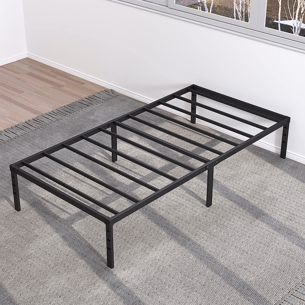Maenizi Twin XL Bed Frames No Box Spring Needed, 14 Inch Heavy Duty Metal Twin XL Platform Bed Frame Support Up to 2500 lbs, Easy Assembly, Noise Free, Black