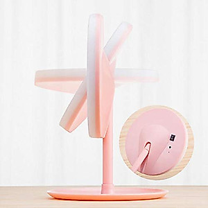 LIMEI-ZEN Lighted Makeup Mirror, 21 LED Cosmetic Mirror Touch Screen Dimming 90° Rotation with Stand Charging Vanity Mirror USB Charging with Lithium Battery Mirrors