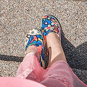 UIN Women's Flats Canvas Lightweight Slip Ons Sneakers Walking Casual Art Painted Travel Shoes Secret Garden (9)