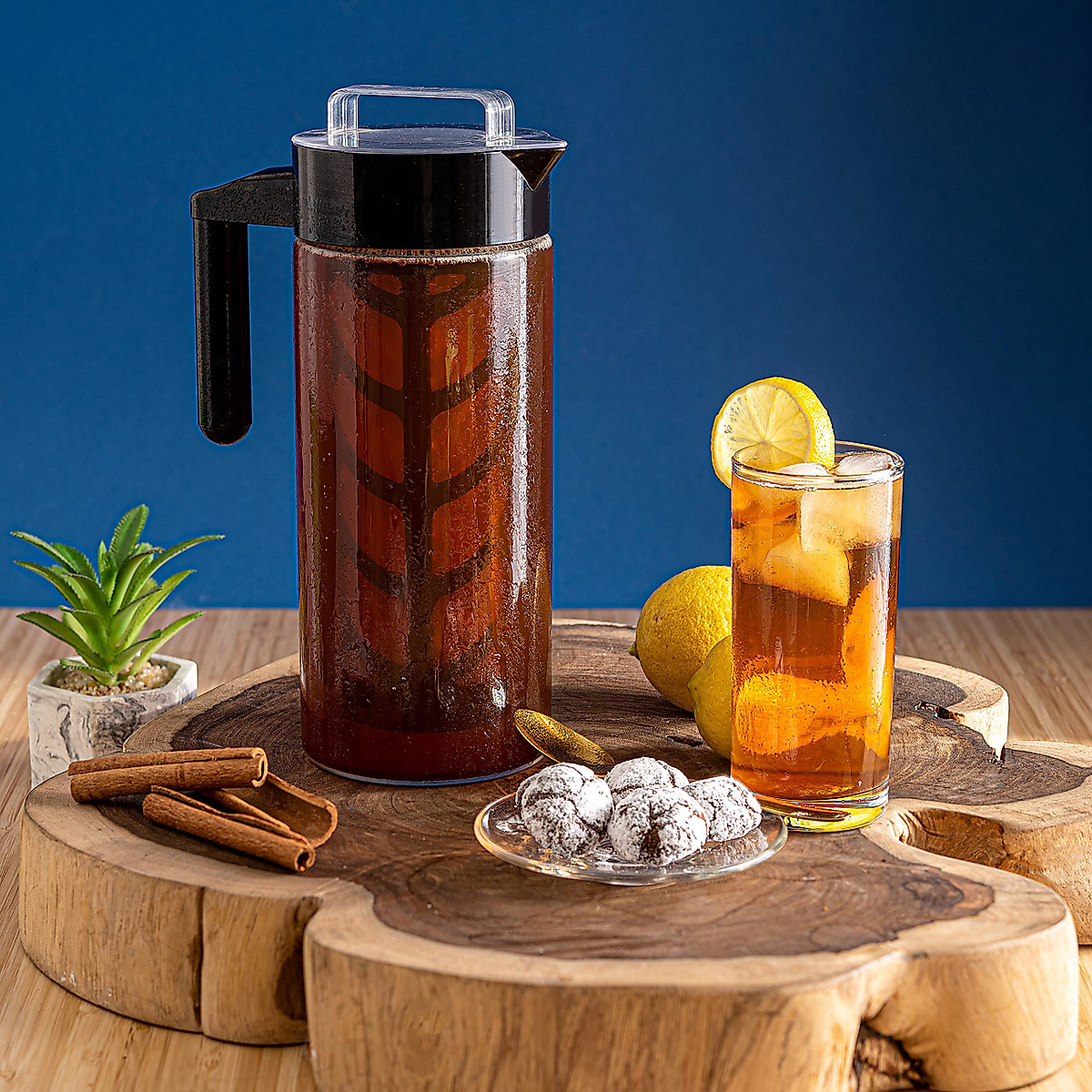 Mixpresso Cold Brew Maker For Iced Coffee and Iced Tea, Cold Coffee Maker Glass Pitcher, Tea Infuser For Loose Leaf Tea, 44oz Large Ice Tea Brewer with Easy to Clean Reusable Mesh Filter.
