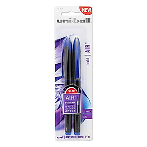 uni-ball AIR Rollerball Pens, Fine Point (0.7mm), Blue, 2 Count
