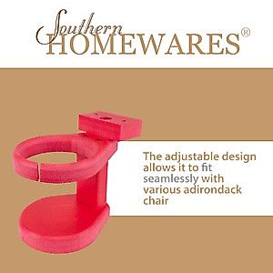Southern Homewares Adirondack Chair Cup Holder Attachment, Durable Poly Lumber, Adjustable, Ideal for Your Polywood Outdoor Furniture, Red