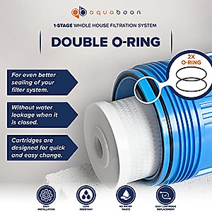 Whole House Water Filter System Housing 20" x 4.5" for Well Water - w/Wrench, Bracket & Pressure Gauge & Release Button(1" Port) and Carbon Block Water Filter - Compatible With Pentek 150234, BBFS-22