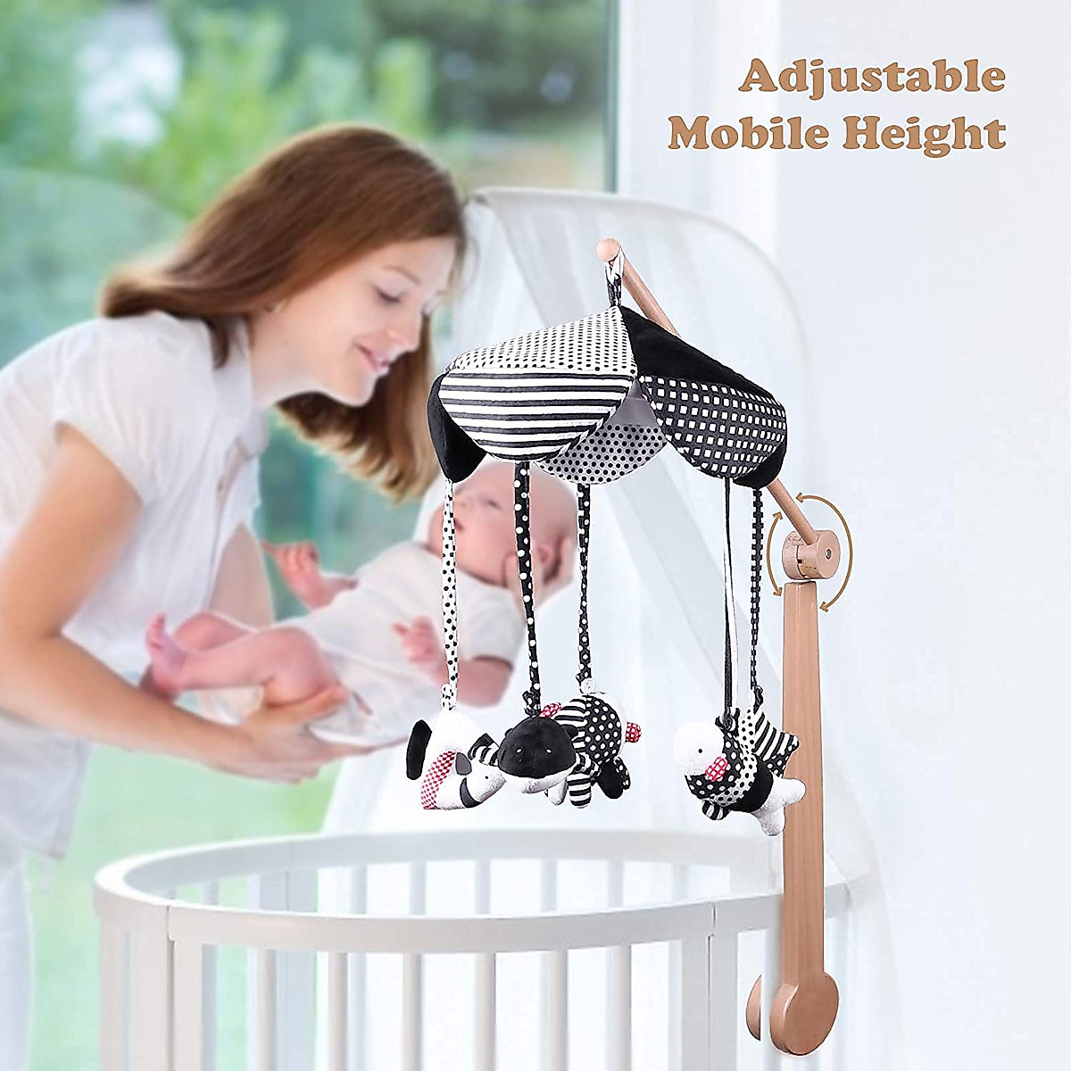 Crib Mobile, Baby Mobile for Crib, Mobile Holder for Crib, Crib Mobile Arm Baby Mobiles, Mobile Arm for Crib, 19-37 Inch Adjustable, 100% Beech Wooden, Sleek Scandinavian Design