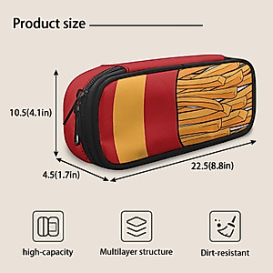 Suobstales French Fries Print Pencil Case for Kids Girds, Pen Case Stationery Box for School Office College Desk Supplies Organization