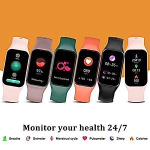 Smart Watch for Men Women - Oximeter (SpO2) Calorie Pedometer, Sleep and Heart Rate Monitor, 24 Sports Modes 1.47 Inch HD Screen, iP68 Waterproof, Fitness Tracker Compatible with Android and iOS Phone