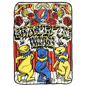 Grateful Dead Dancing Bear Show Super Soft and Cuddly Fleece Plush Throw Blanket 45" x 60"