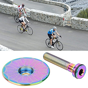 Germerse Headset Top Cap, 2 pcs 28.6mm Titanium Alloy Headset Cap with Steel Bolt, Bike Stem Top Caps for Road Bike MTB Bike(Colorful)