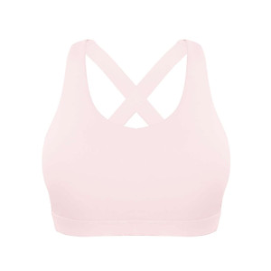 songful Sports Bras for Women, Medium Support Cami Bras No Underwire Seamless Bras with Removable Pads Light Pink