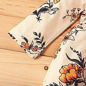 Yoveme Toddler Girl Clothes Baby Girl Outfit Sweet Floral Ruffle Long SleeveTop and Floral Pants 3PC Fall Clothes Set(2-3T)