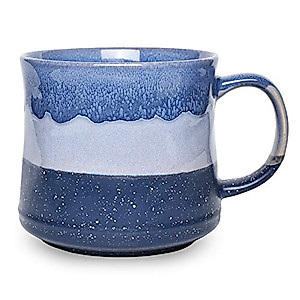 Bosmarlin Large Ceramic Coffee Mug, Big Tea Cup for Office and Home, 21 Oz, Dishwasher and Microwave Safe, 1 PCS… (Blue)