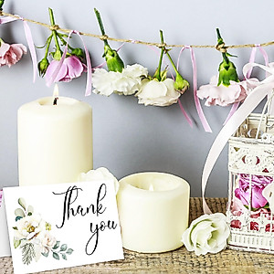 Whaline 48Pcs Funeral Thank You Cards Sympathy Thank You Card with Stickers Envelopes White Flower Bereavement Card with Message for Memorial Service Loved Ones Celebration of Life