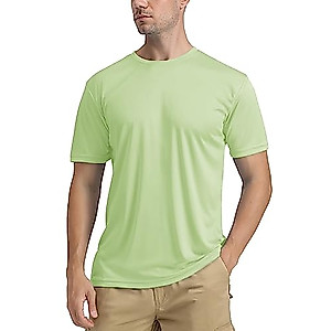 TACVASEN Mens Cycling Shirts Short Sleeve UPF 50+ UV Sun Protection Performance Tops Quick Dry Hiking Shirts Lightweight Workout Shirts for Men Light Green L