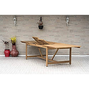 Amazonia Franklin 9-Piece Teak Finish Extendable Rectangular Patio Dining Set