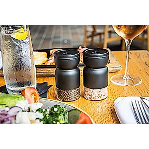 HOME EC Glass Salt and Pepper Shakers Set with Adjustable Pour Holes - Stainless Steel Salt Shaker and Pepper Shaker - Farmhouse Salt and Pepper Shaker Set for Himalayan, Kosher Sea Salts & Spices
