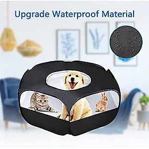 Shu Small Animal Playpen,Pet Playpen with Top Cover Anti Escape,Foldable Breathable Transparent for Dog Cat Bunny Puppy Rabbits Guinea Pig Hamster Chinchillas Cage