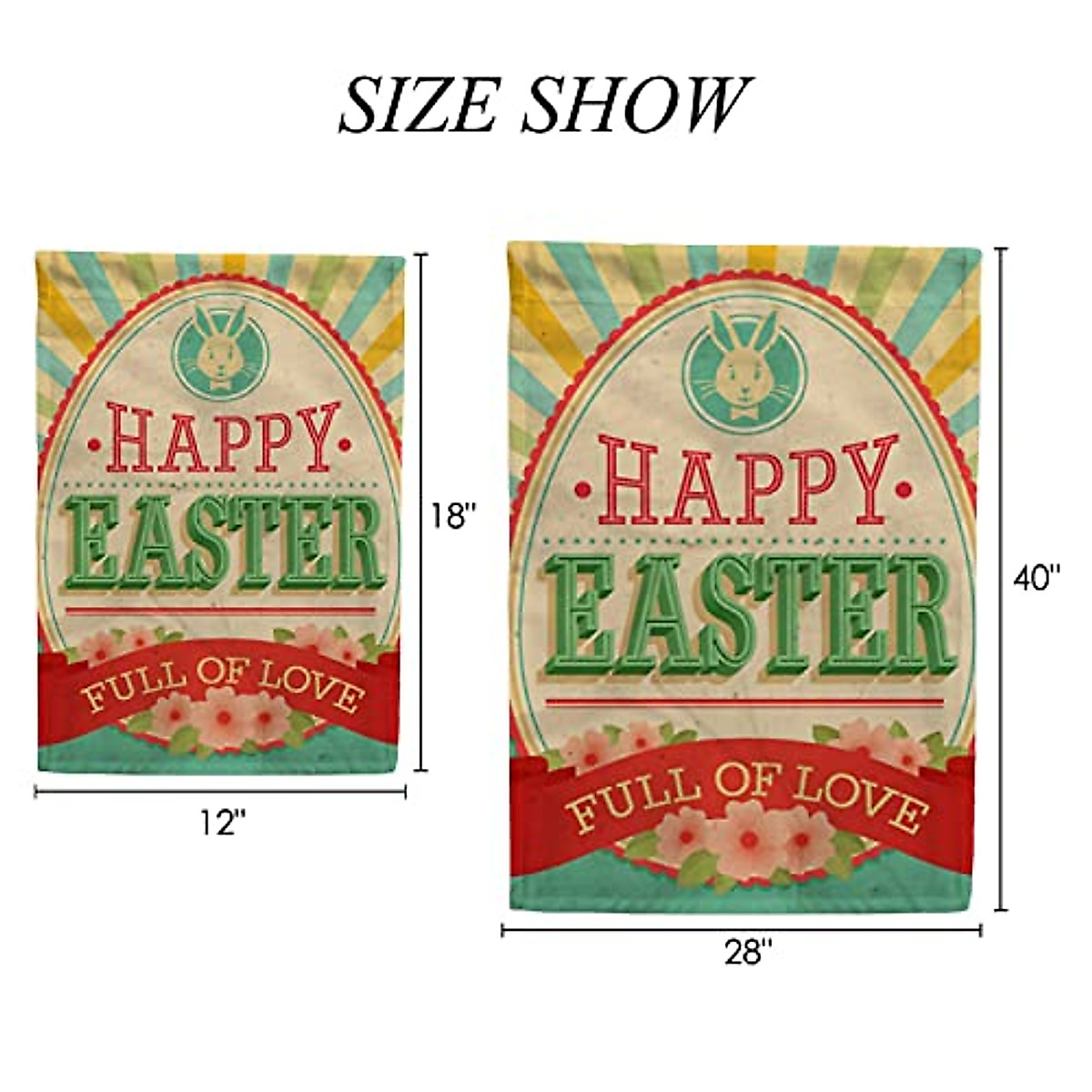 My Little Nest Seasonal Garden Flag Vintage Happy Easter Double Sided Vertical Garden Flags for Home Yard Holiday Flag Outdoor Decoration Farmhouse Banner 12"x18"
